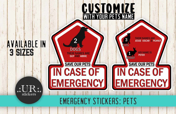 Customized Pet Emergency Sticker with Names – UpperRoomPrints